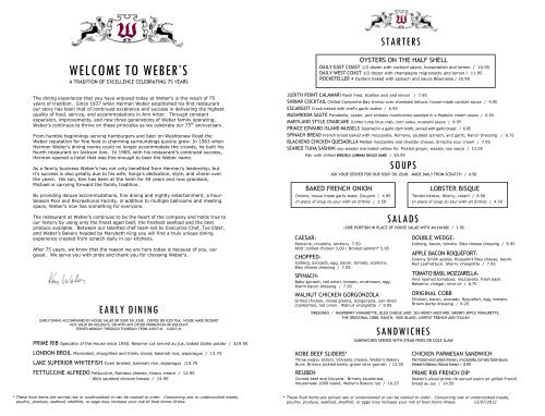 Dinner Menu - Weber's Inn