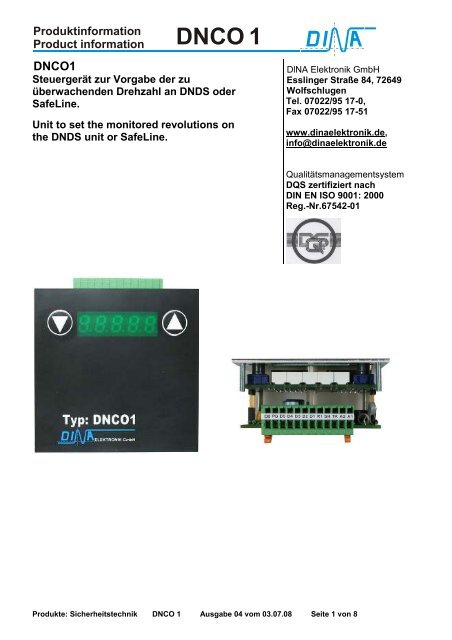 DNCO 1 - Safety for men and machines