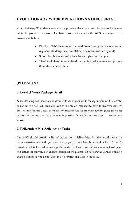 EVOLUTIONARY WORK BREAKDO