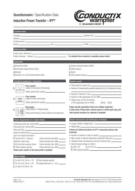 Questionnaire | Specification Data Inductive Power Transfer – IPT®