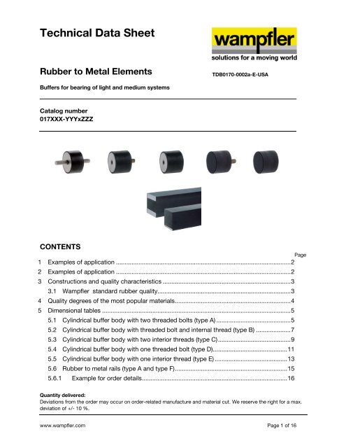Technical Data Sheet Rubber to Metal Elements - LS Flex SA