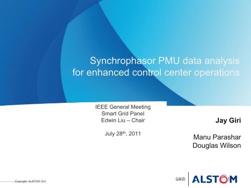 Synchrophasor PMU Data Analysis for Enhanced Control Center