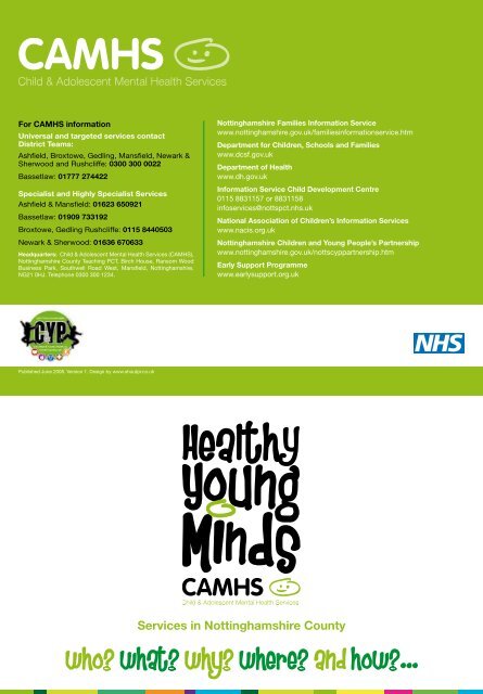 CAMHS Booklet - Nottinghamshire Healthcare NHS