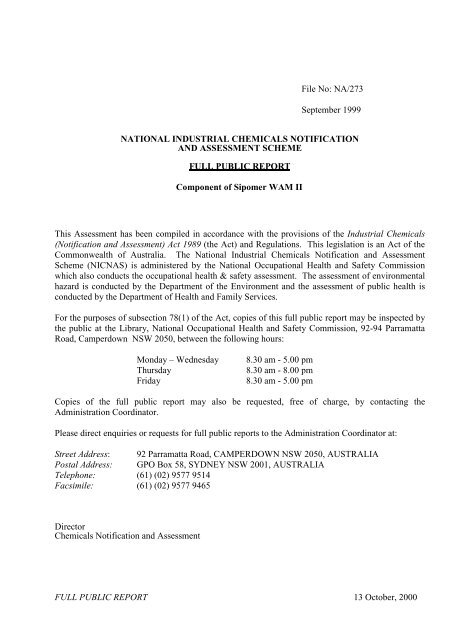 Component of Sipomer WAM II - NICNAS