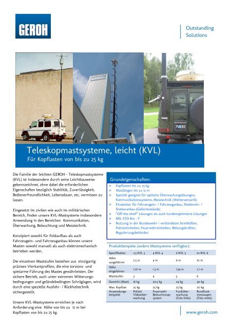 Teleskopmastsysteme, leicht (KVL) - geroh