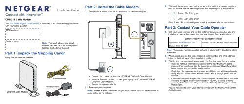 CMD31T Cable Modem Installation Guide - netgear
