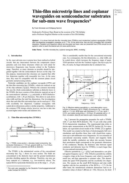 Thin-film microstrip lines and coplanar waveguides on - Ferdinand ...