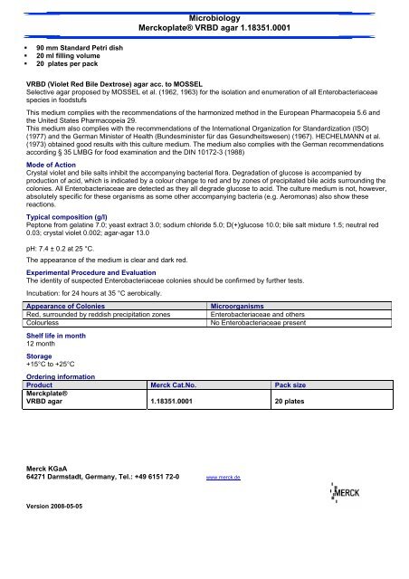 Microbiology Merckoplate® VRBD agar 1.18351.0001