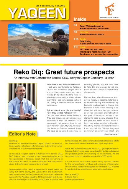 Reko Diq: Great future prospects - Tethyan Copper Company