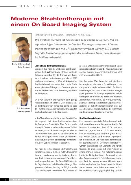 Moderne Strahlentherapie mit einem On Board Imaging System