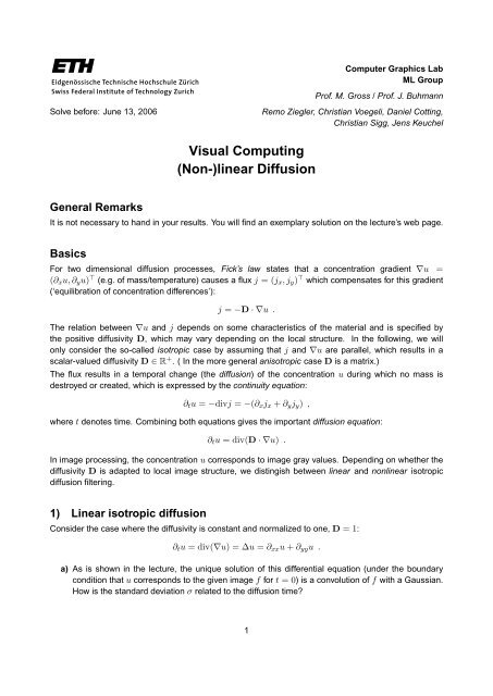 Exercise sheet - Computer Graphics Lab at ETH Zurich, Switzerland