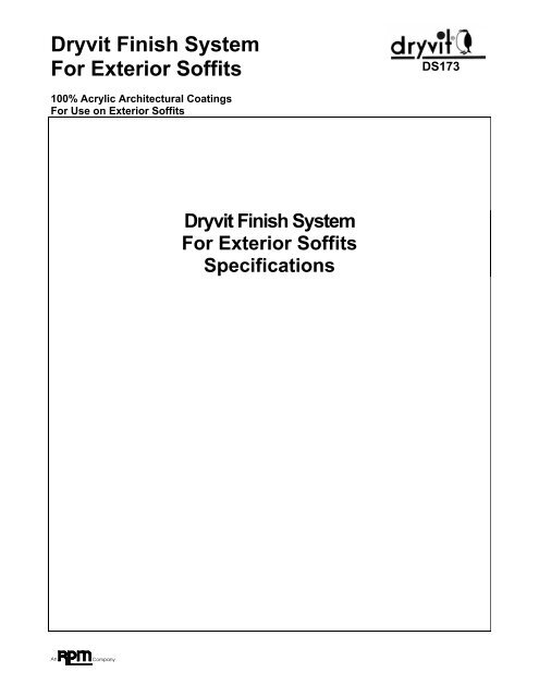 Dryvit Finish System For Exterior Soffits Specifications