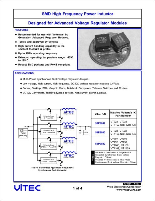 SMD High Frequency Power Inductor - Vitec Electronics Corporation