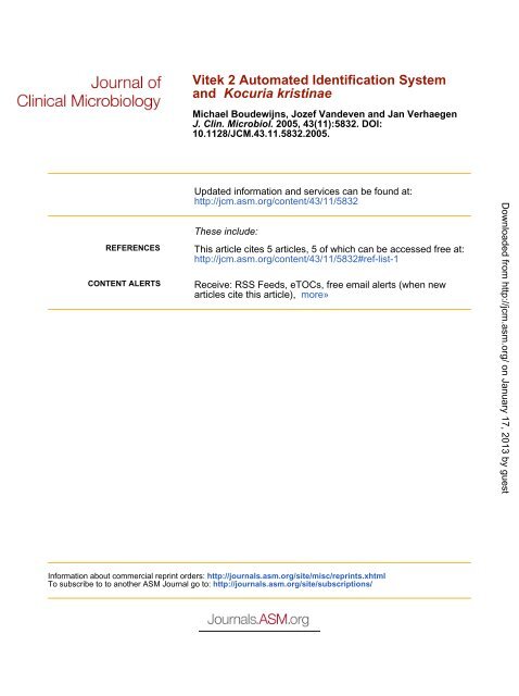 Vitek 2 Automated Identification System and Kocuria kristinae