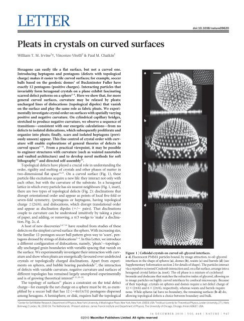 Pleats in crystals on curved surfaces