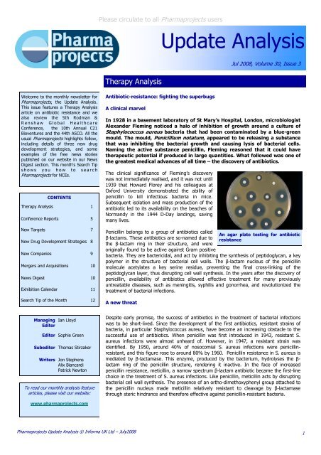 Update Analysis - Pharmaprojects