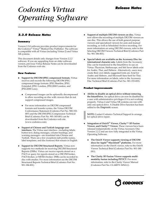 Codonics Virtua Operating Software