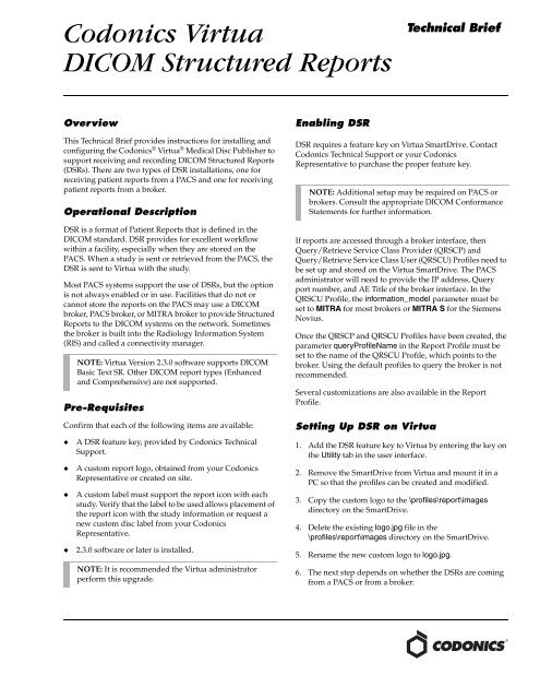 Codonics Virtua DICOM Structured Reports