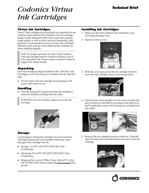 Virtua Ink Cartridges - Codonics