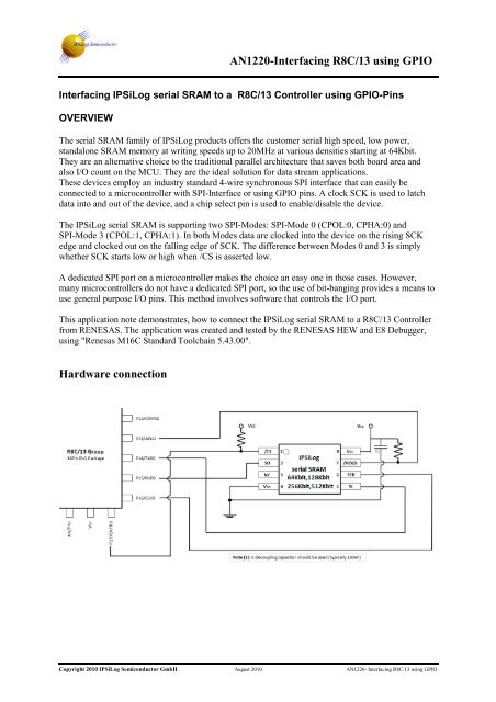 AN1220-Interfacing R8C/13 using GPIO Hardware connection