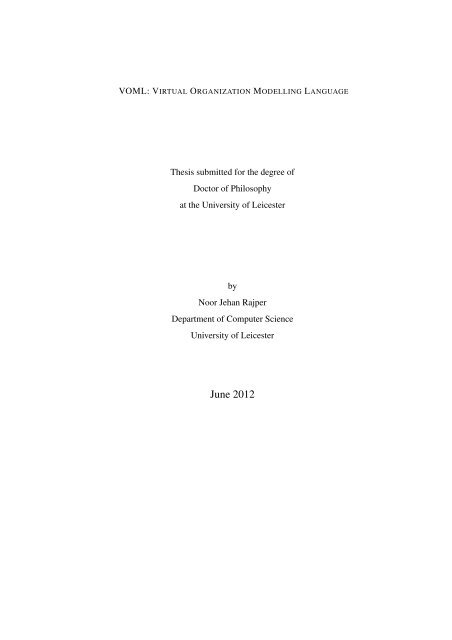 Thesis - Department of Computer Science - University of Leicester