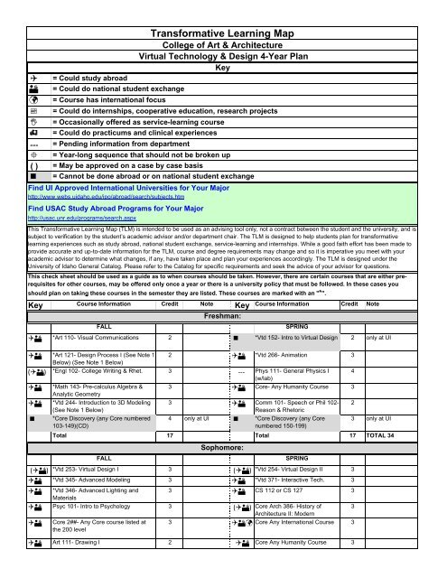 B.S. Virtual Technology & Design 4-Year Plan - University of Idaho