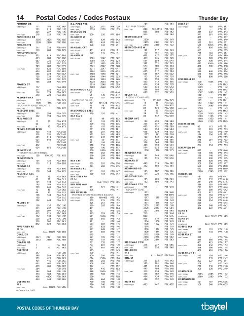 14 Postal Codes / Codes P