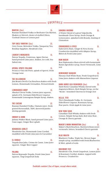 WINE MENU - The Bicycle Thief