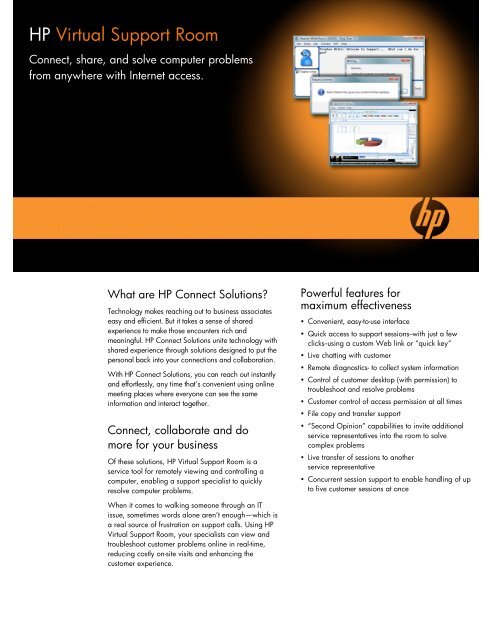 HP Virtual Support Room Datasheet - HP Virtual Rooms