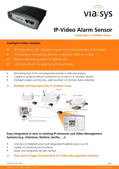 IP-Video Alarm Sensor - Viasys