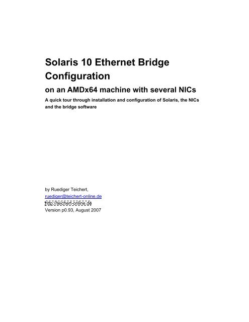 Solaris 10 Ethernet Bridge Configuration - papers.teichert-online.de