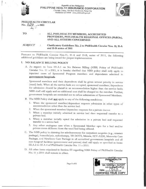 Clarificatory Guidelines No.2 to PhilHealth Circular Nos - Philippine ...