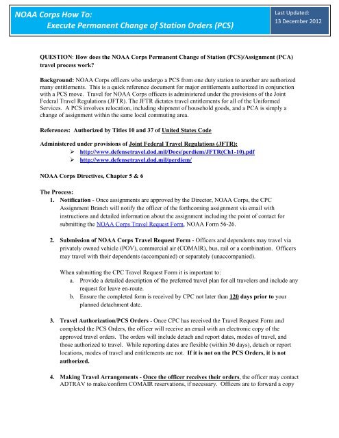 Execute Permanent Change of Station Orders (PCS) - NOAA Corps ...