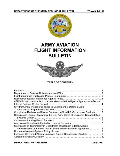 ARMY AVIATION FLIGHT INFORMATION BULLETIN - United States ...
