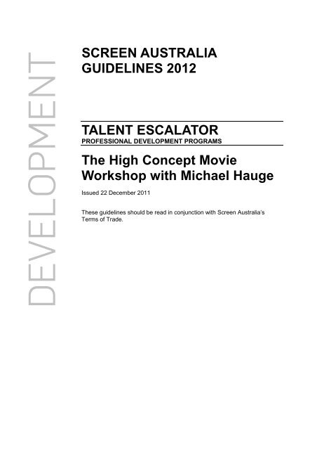 High Concept Movie Workshop with Michael ... - Screen Australia