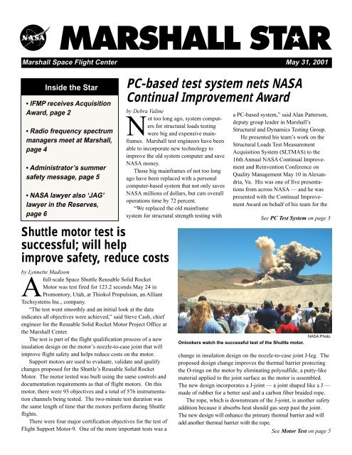 May 31, 2001 - Marshall Star - Nasa