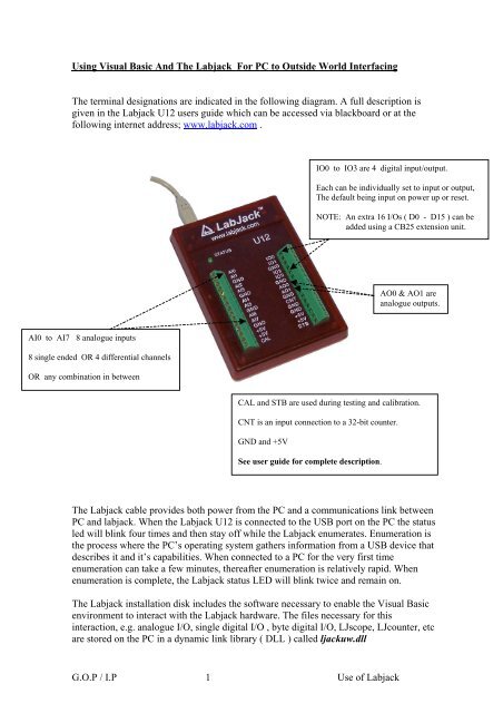 Using Visual Basic And The Labjack For PC
