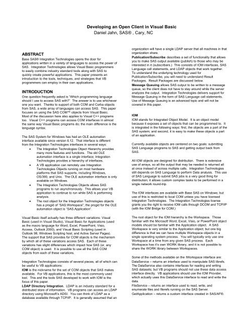 Developing an Open Client in Visual Basic