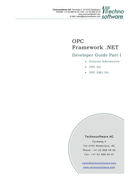 OPC Framework .NET - Developer Guide Part I
