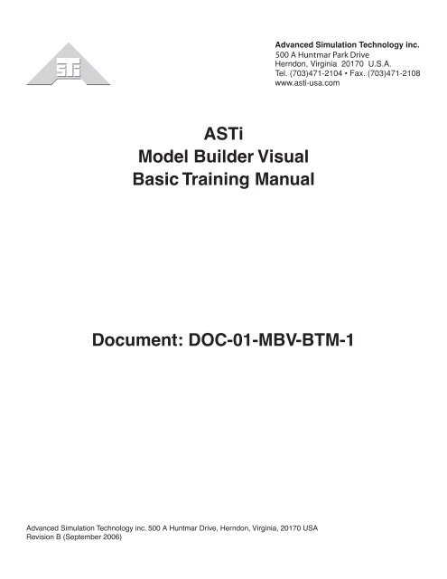 ASTi Model Builder Visual Basic Training Manual Document: DOC ...