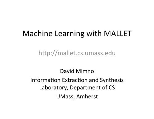 Machine Learning with MALLET