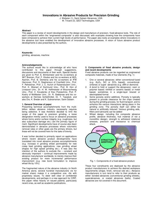 Innovations in Abrasive Products for Precision Grinding - Cool-Grind ...