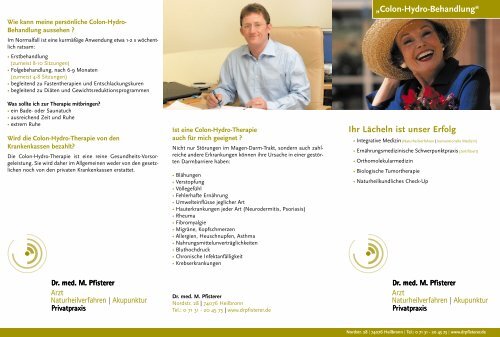 Colon-Hydro-Behandlung - Dr. med. Markus Pfisterer