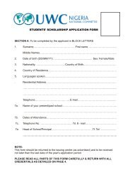 Application Forms for students seeking to attend a UWC College