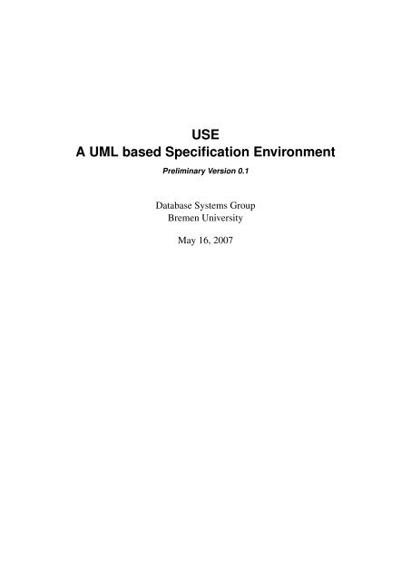 Use A Uml Based Specification Environment University Of Bremen