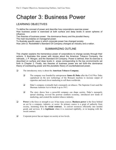 Chapter 3: Business Power