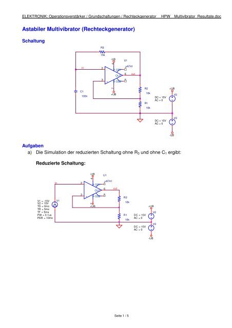 Astabiler Multivibrator (Rechteckgenerator)