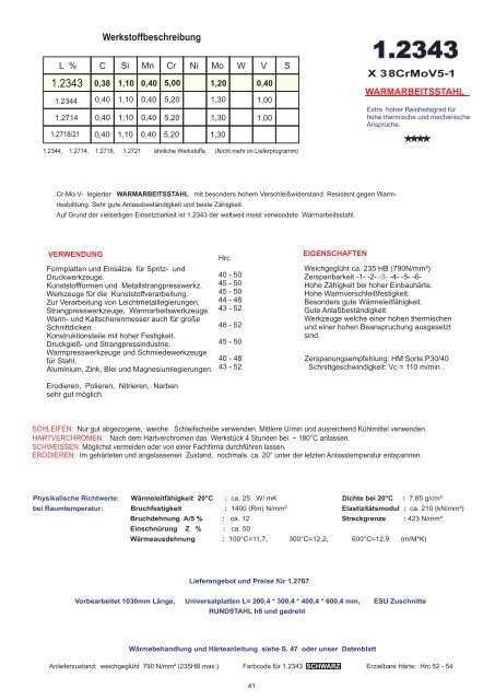 Werkzeugstahl DIN 1.2343 Preis- Lagerliste Werkstoff DIN 1.2343