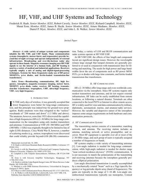 HF, VHF, and UHF systems and technology - Robert H. Caverly ...