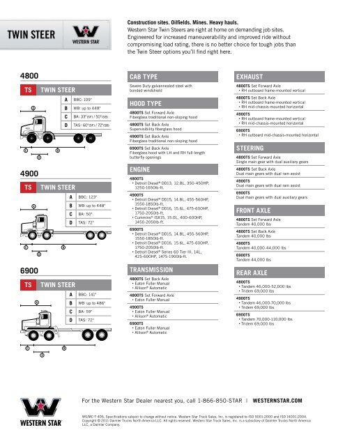 twin steer tech sheet - Western Star Trucks